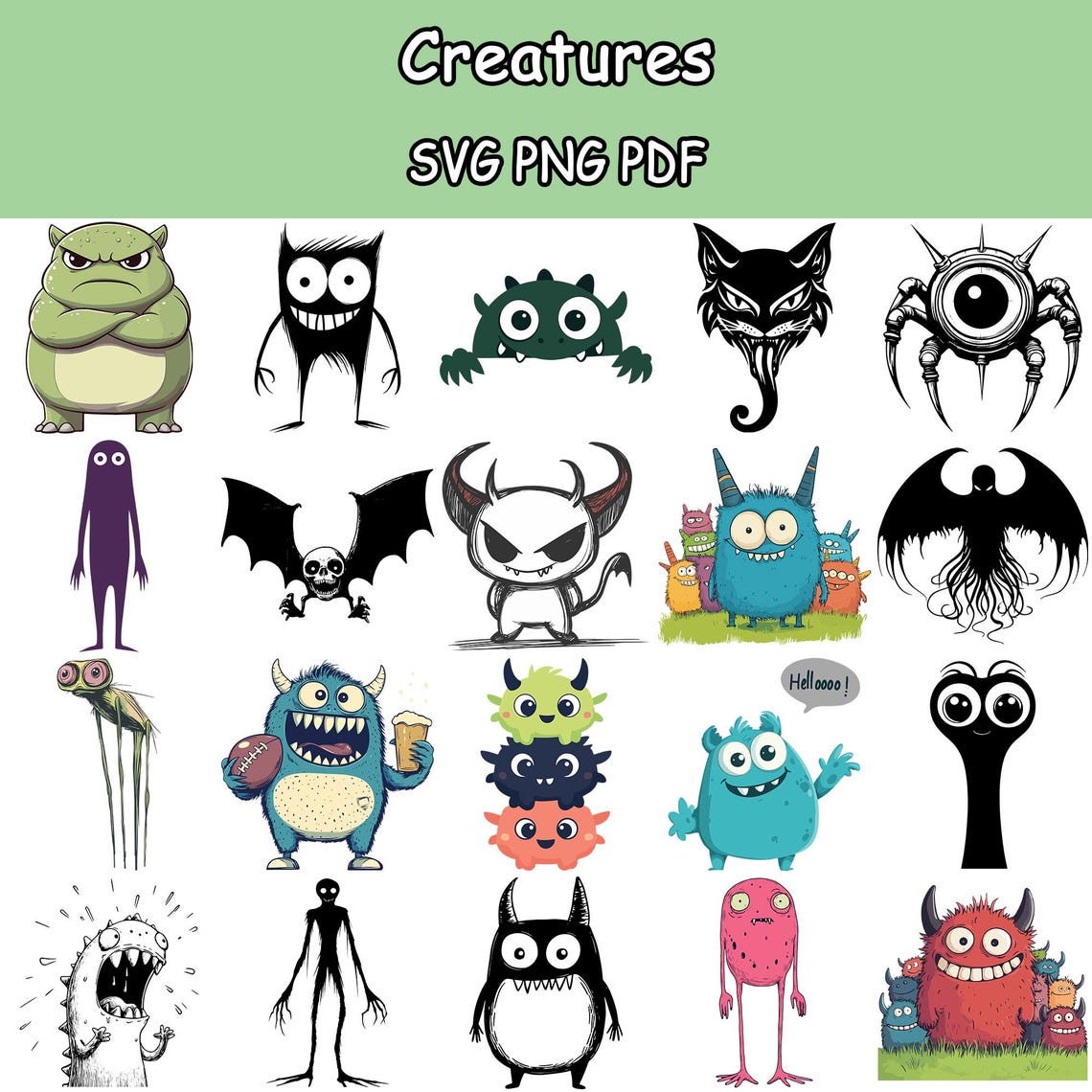 Creatures 60 Designs,svg, Instant Download, Printable Art, Digital ...