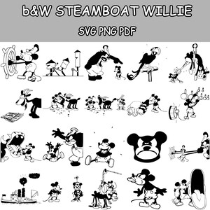 Steamboat Willie Black and White Design, SVG, Instant Download ...