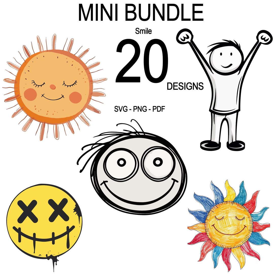 Mini Smile SVG Bundle,instant Download, Printable Art, Digital Download ...