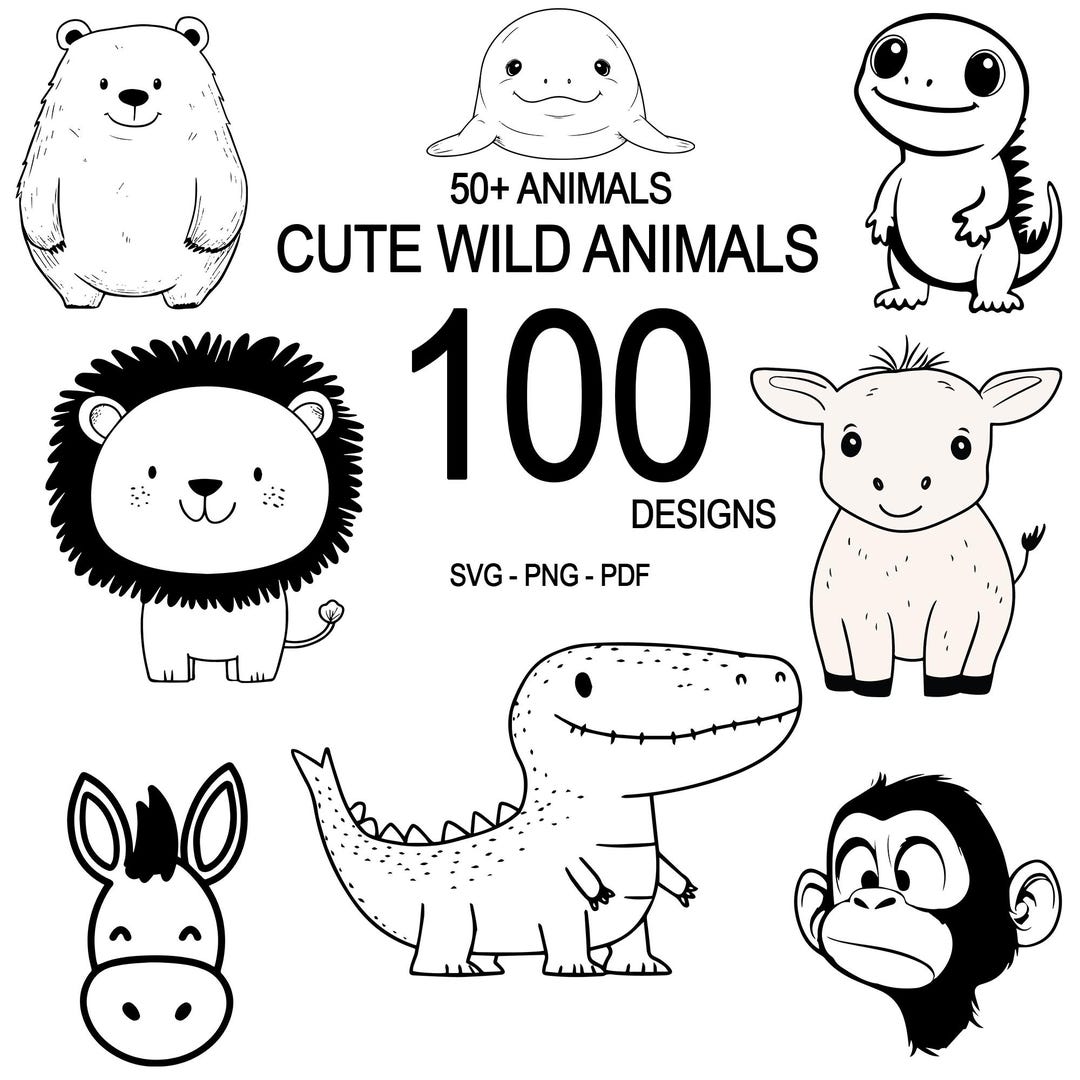 Cute Wild Animals SVG, Instant Download, Printable Art, Digital ...