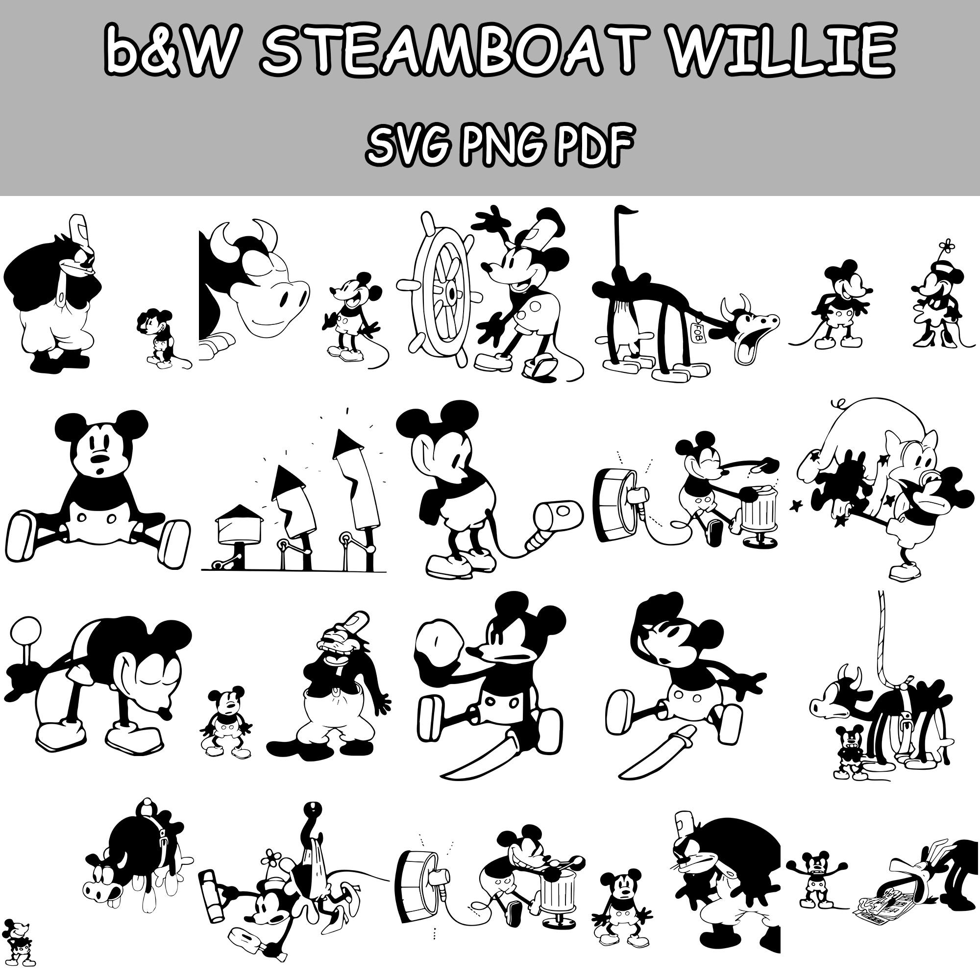 Steamboat Willie Black and White Design, SVG, Instant Download ...