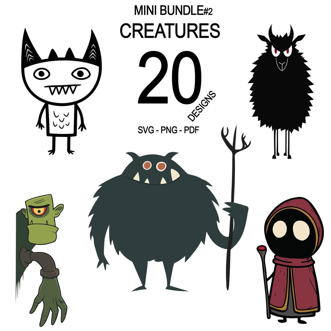 Creatures Mini Bundle 2,SVG, Instant Download, Printable Art, Digital ...
