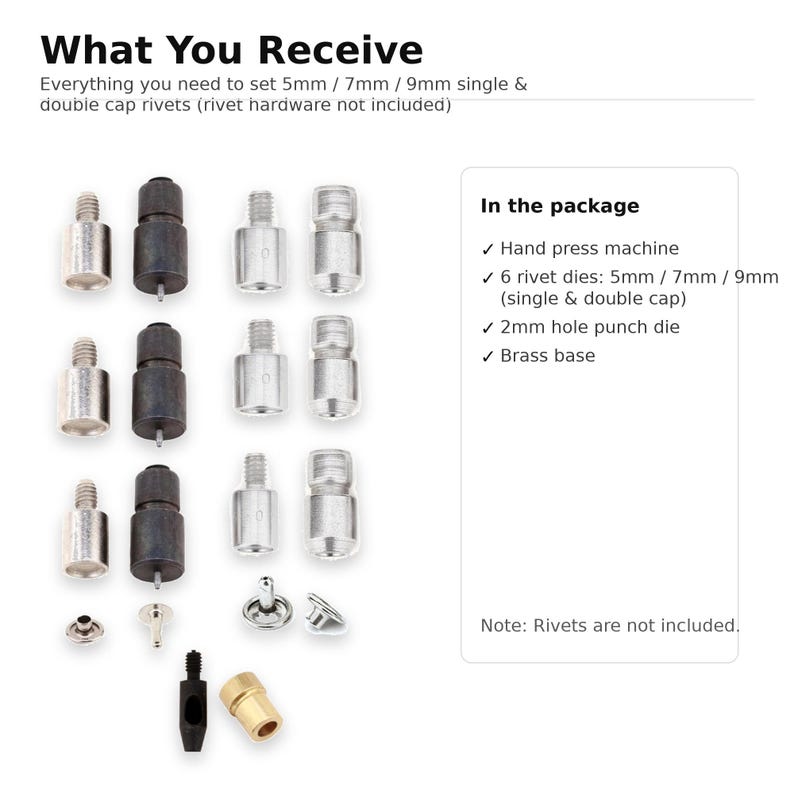 All-in-one Rivet Press Kit With 6 Dies & 2mm Puncher – Leathercraft ...