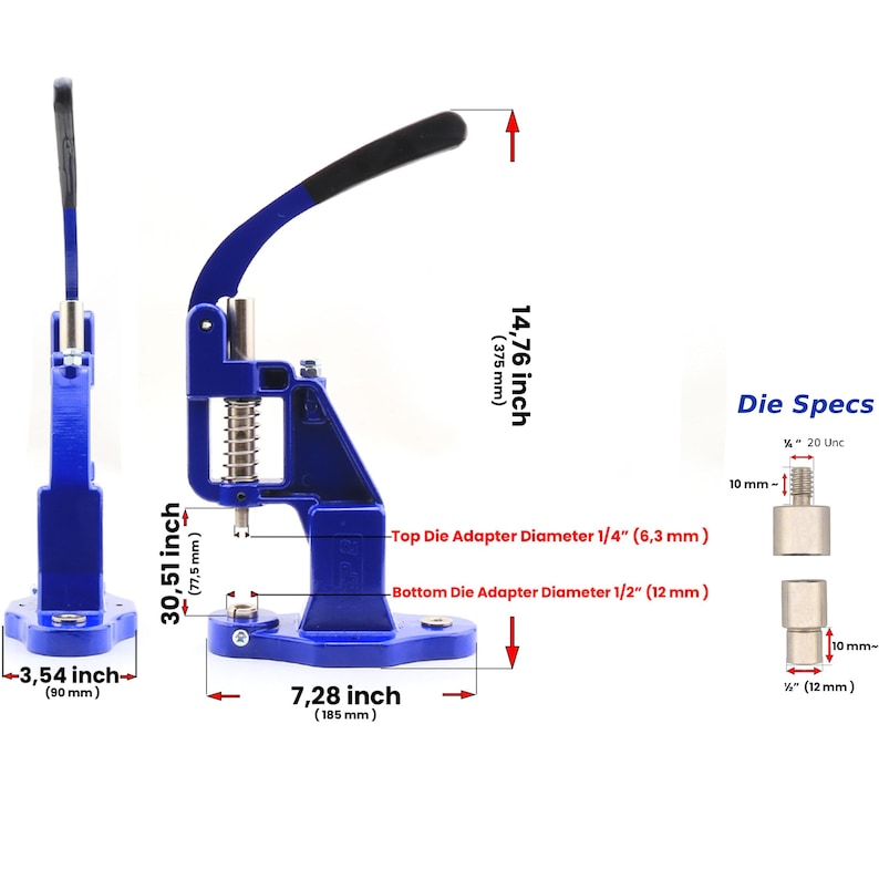 9,5 Mm No Sew Snaps, Machine and Setting Tools Dies Set - Open Ring ...