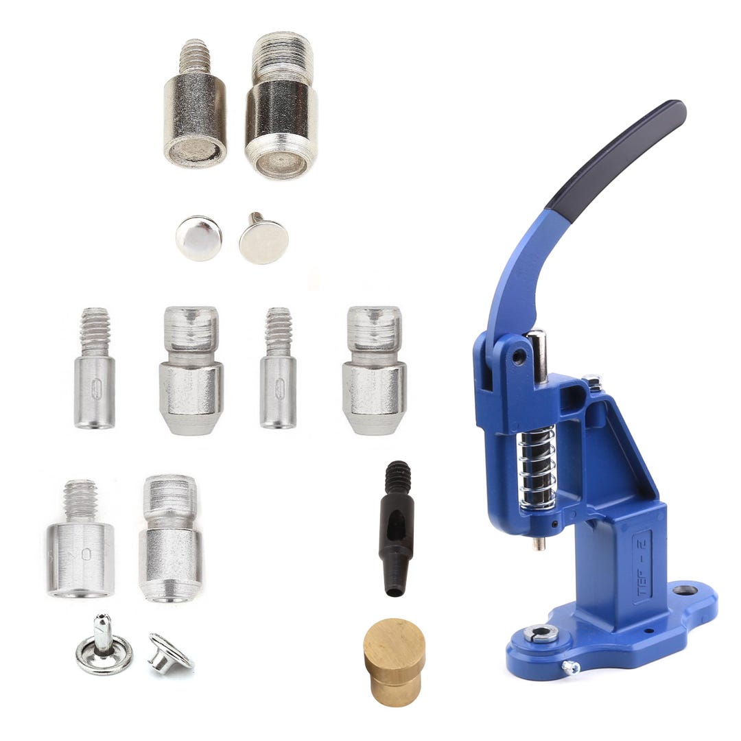 Rivet Press Machine and Double Cap Rivet Setter Dies Set - Hand Press ...