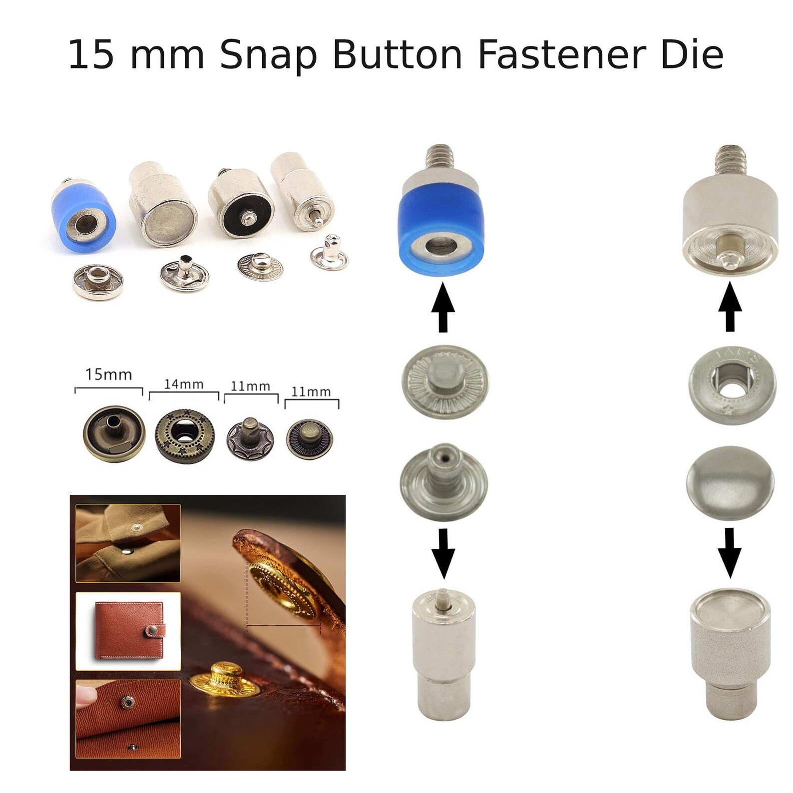 Hand Press Machine Set With Essential Dies for Snap Buttons, Grommets ...