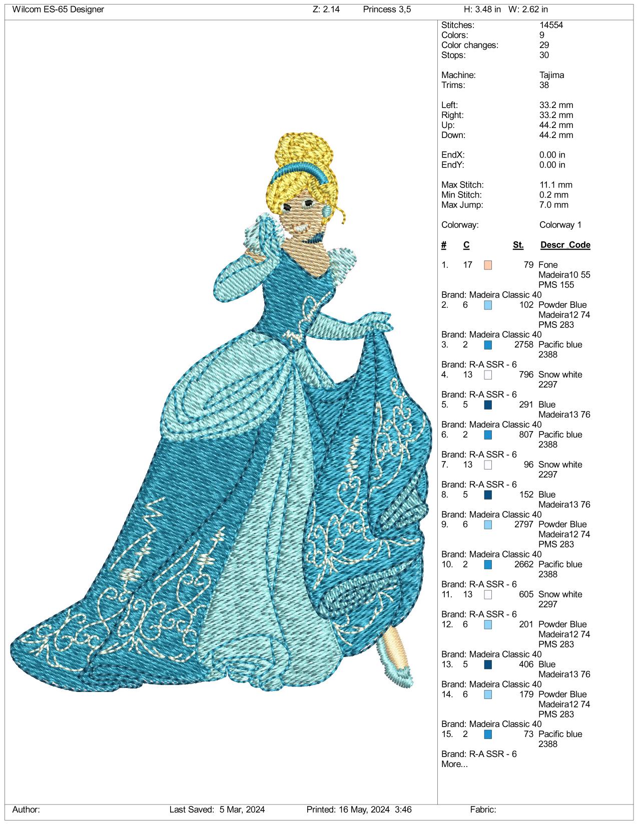 Cinderella Machine Embroidery Design Files - Etsy