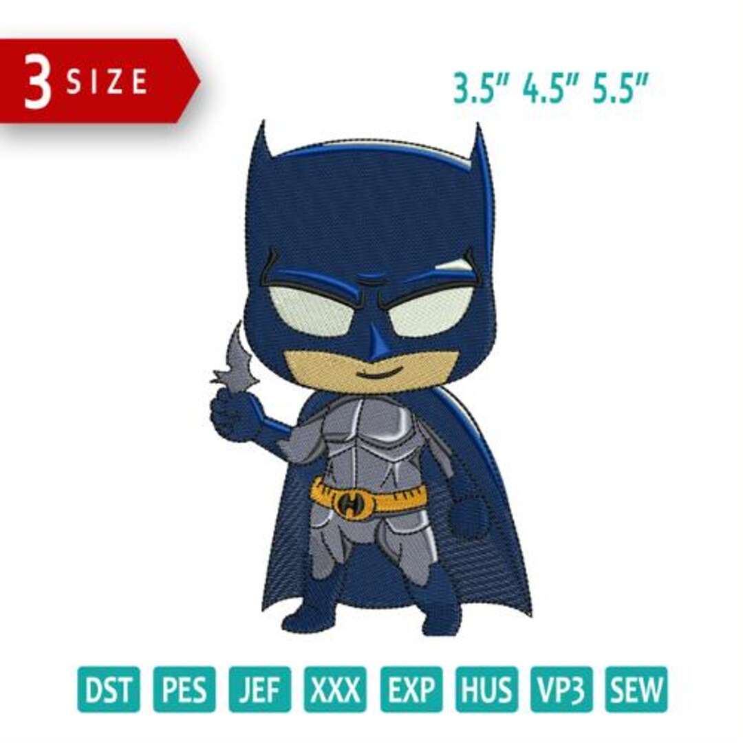 Chibi Batman Machine Embroidery Design Files - Etsy