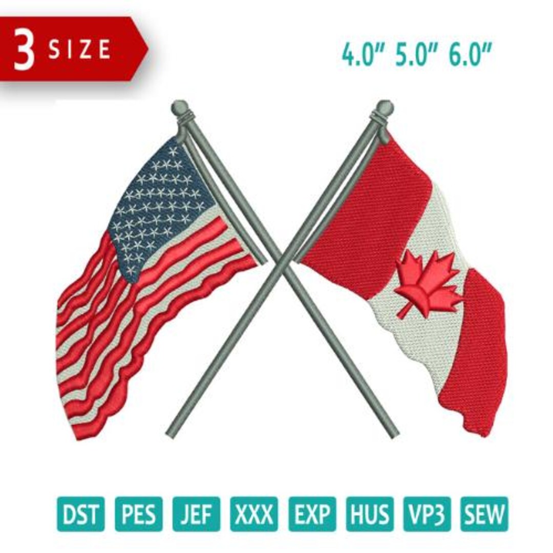 USA & Canada Flag Embroidery Design Files - Etsy