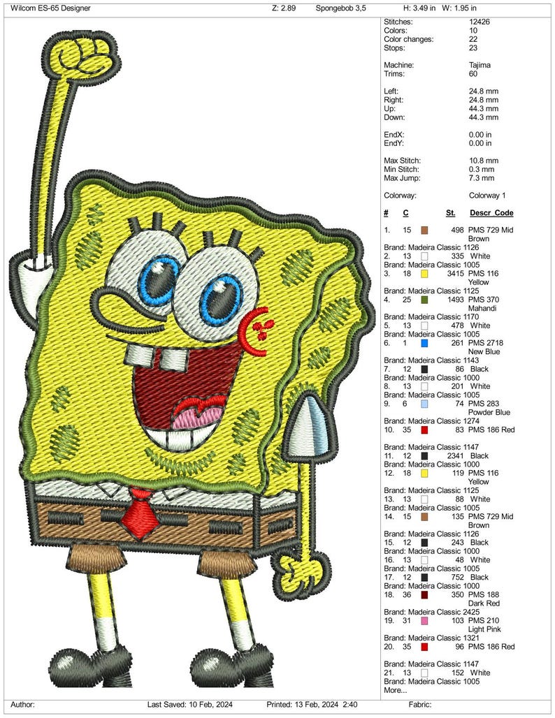 Spongebob Machine Embroidery Design Files - Etsy