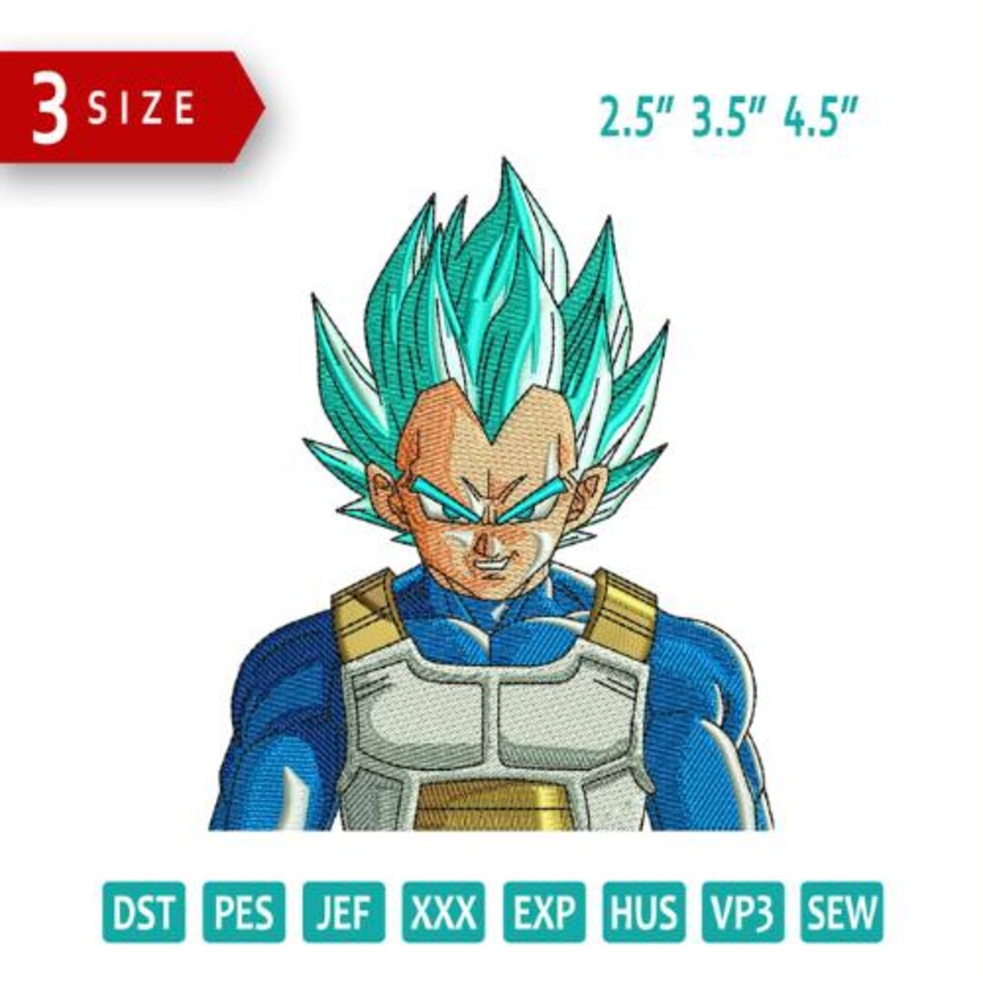 Vegeta Machine Embroidery Design Files - Etsy