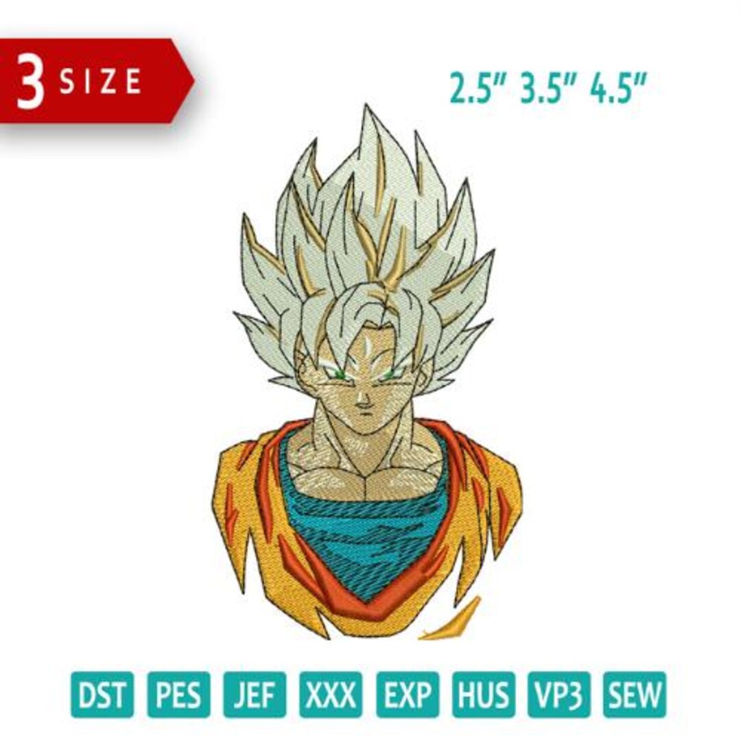 Super Saiyan Goku Machine Embroidery Design Files - Etsy