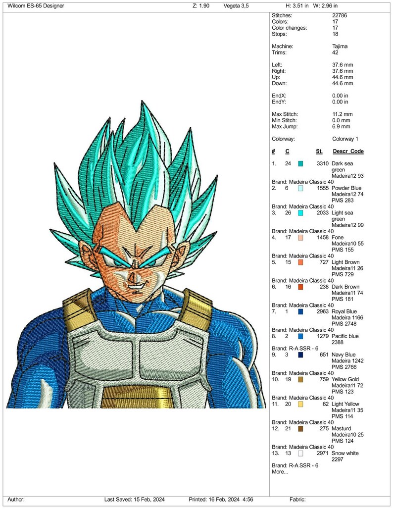 Vegeta Machine Embroidery Design Files - Etsy