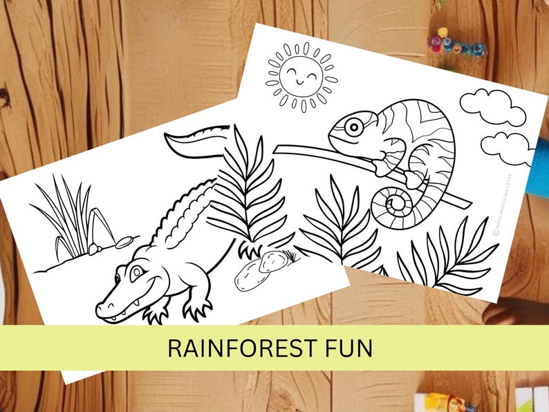 RAINFOREST COLOURING IN/ Toddler Printable / Jungle Animals Colouring ...