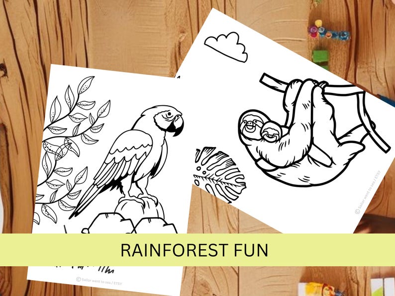 RAINFOREST COLOURING IN/ Toddler Printable / Jungle Animals Colouring ...