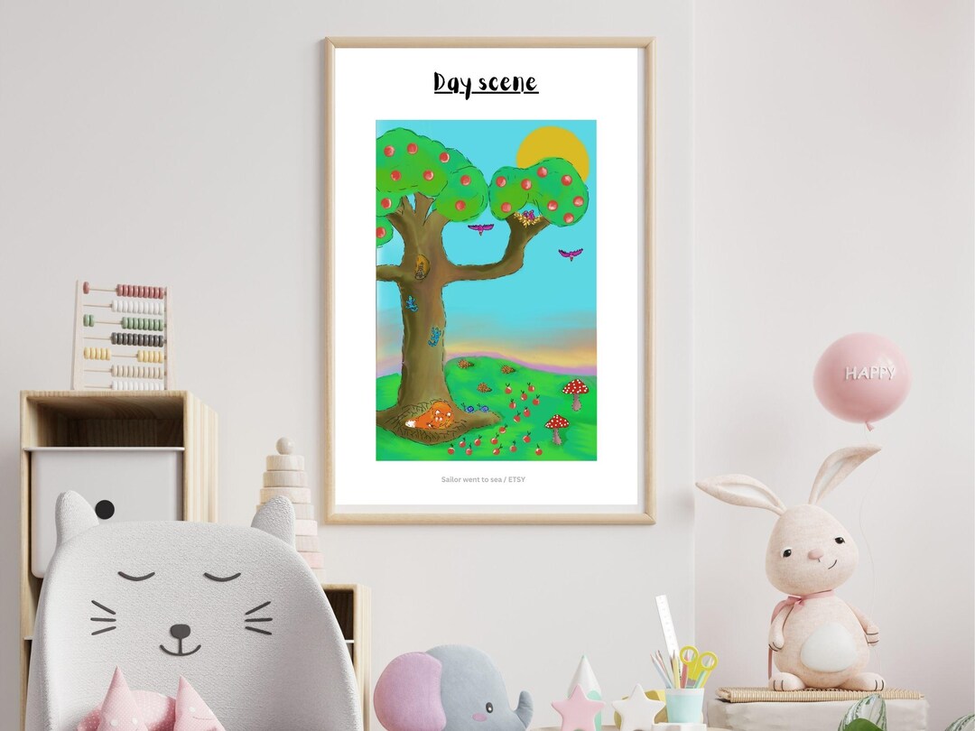 Printable Day Scene Poster Home School Poster Montessori Playroom ...