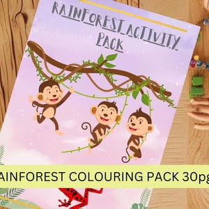 RAINFOREST COLOURING IN/ Toddler Printable / Jungle Animals Colouring ...