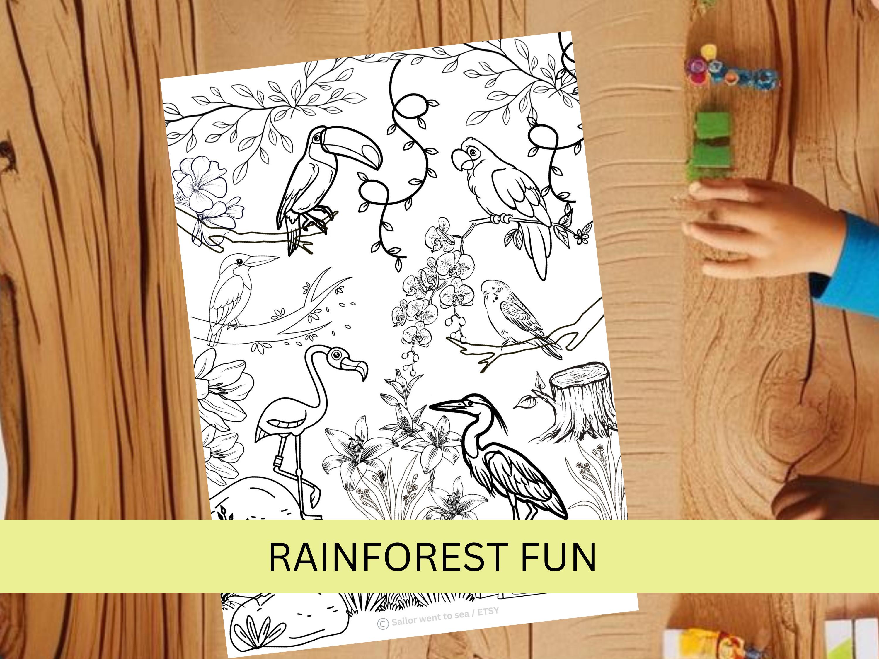 RAINFOREST COLOURING IN/ Toddler Printable / Jungle Animals Colouring ...