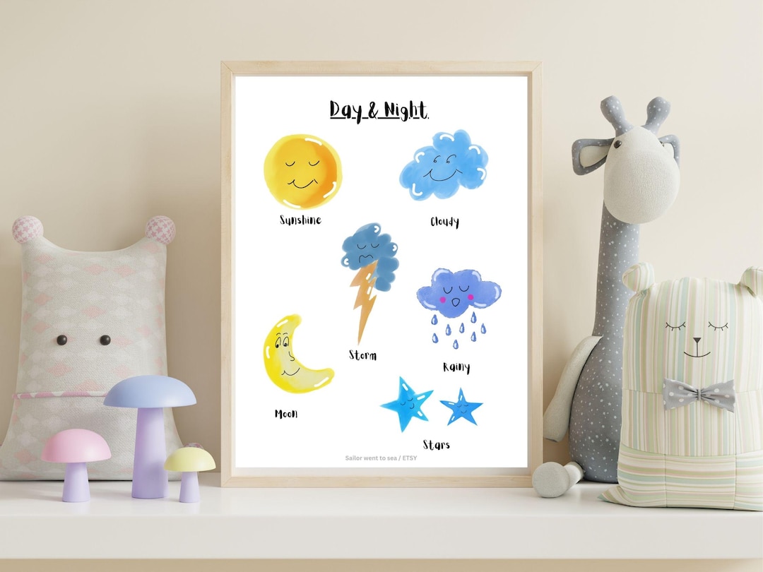 Printable Day & Night Poster Home School Poster Montessori Playroom ...