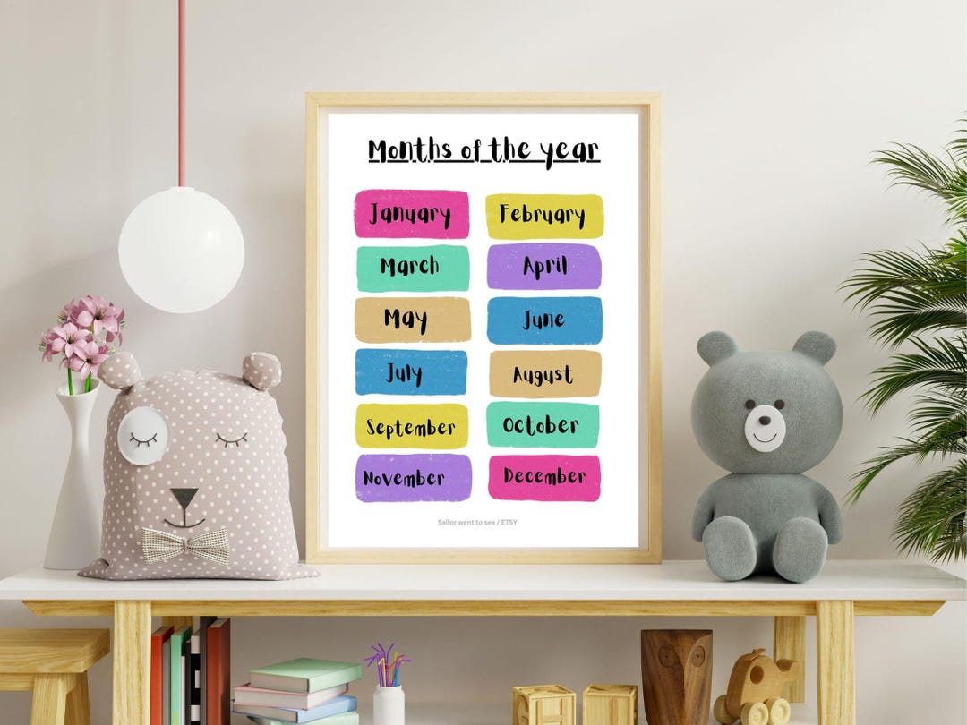 Printable Months of the Year Poster Home School Montessori Playroom ...
