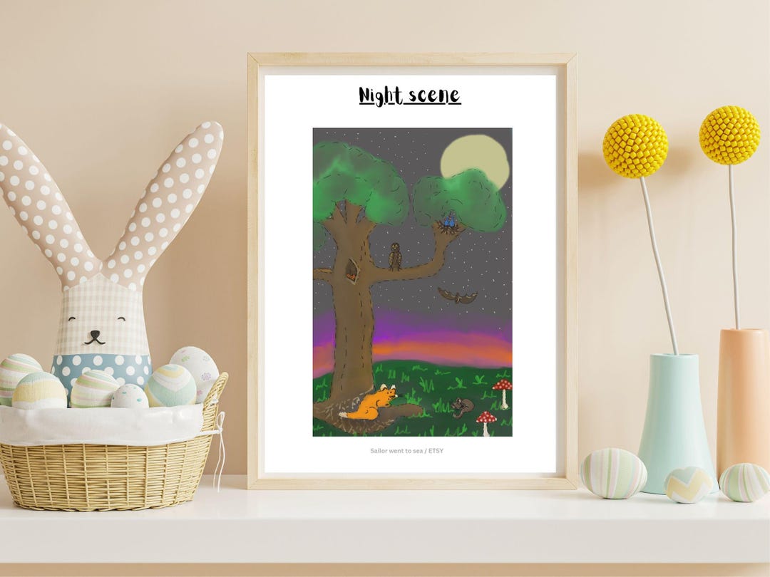 Printable Night Scene Poster Home School Poster Montessori Playroom ...