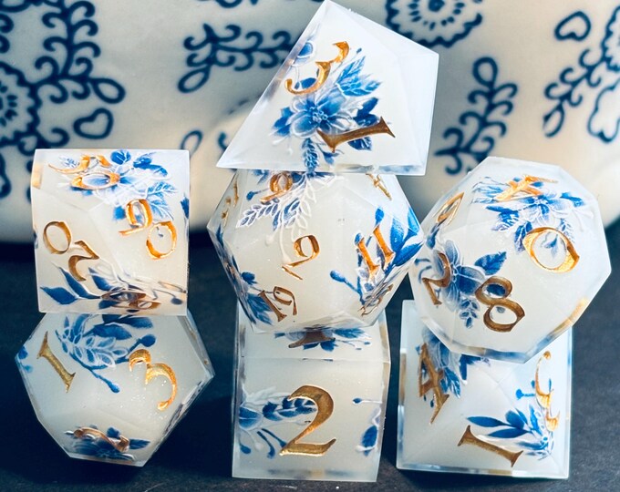 Blue and White Porcelain Dice, Vintage Porcelain Dice, Dnd Handmade ...