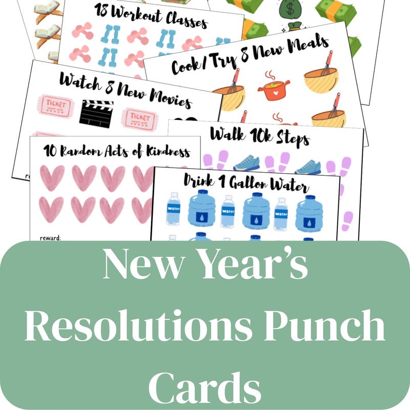New Years Punch Cards - Etsy