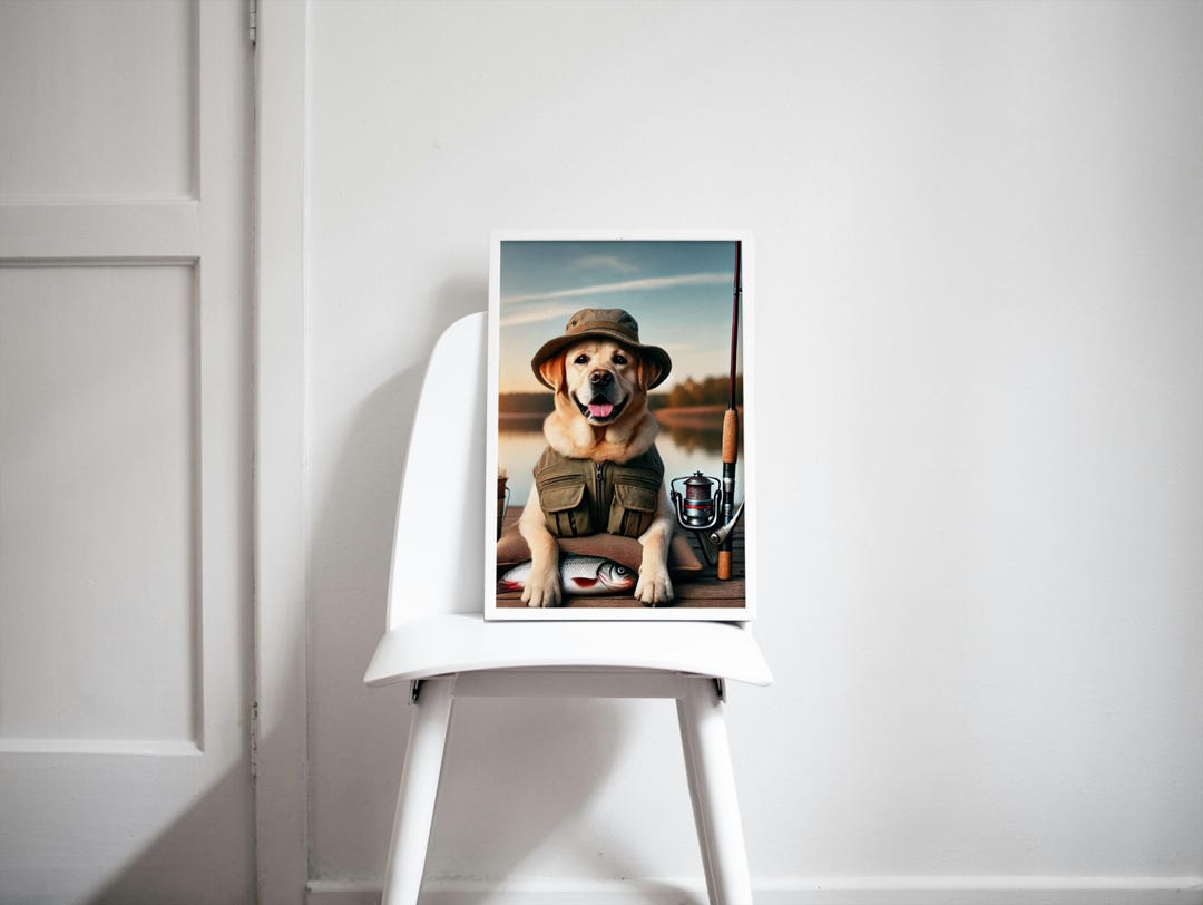 Digital Custom Fisherman Pet Portrait - Personalized Cat Art - Funny ...