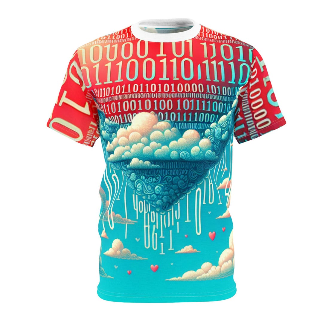 Colorful Cloud & Binary Code Unisex Tee - Perfect for Tech Lovers ...