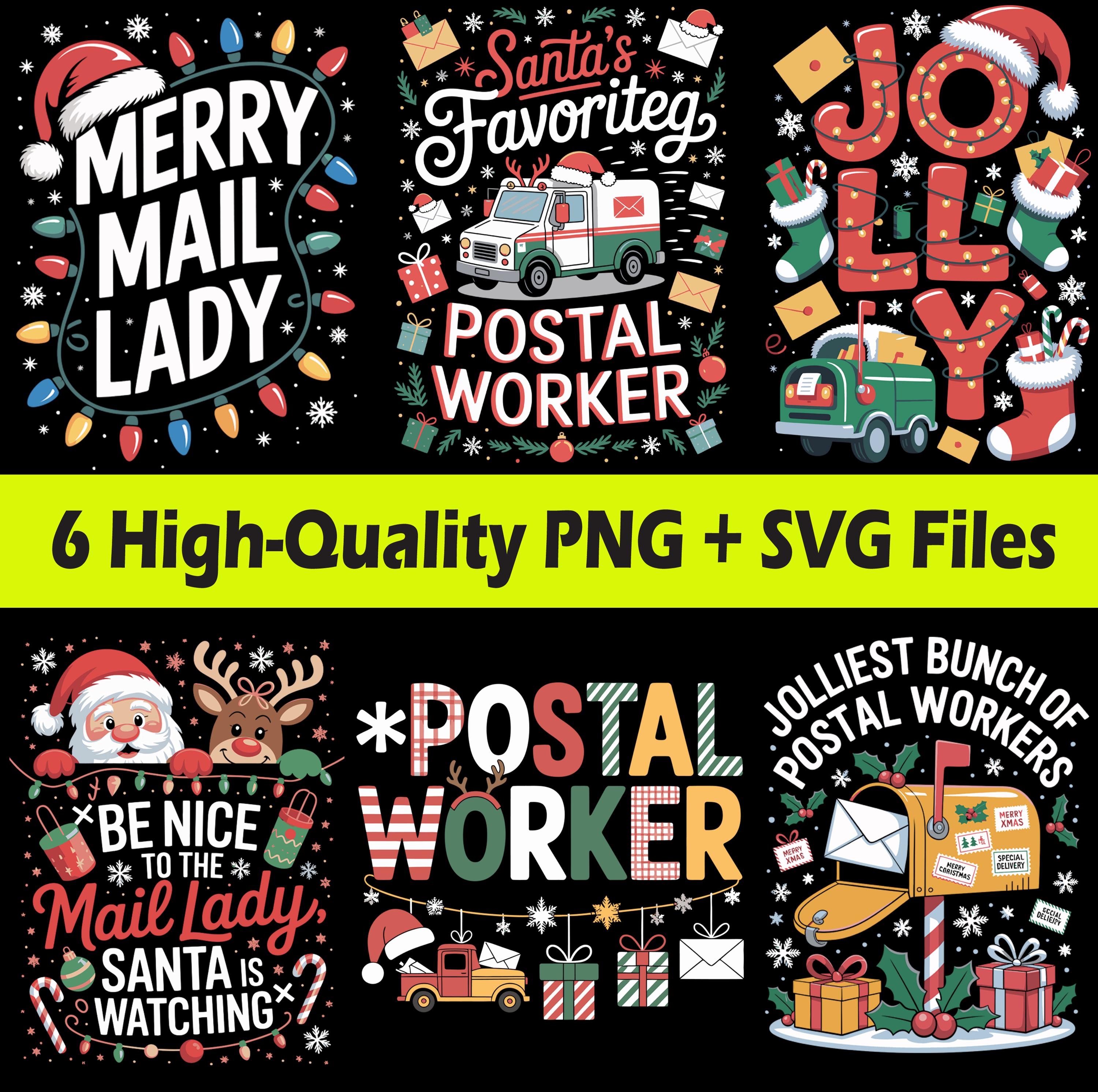 Postal Worker Christmas SVG PNG Bundle: Mail Lady, Santa Clipart ...