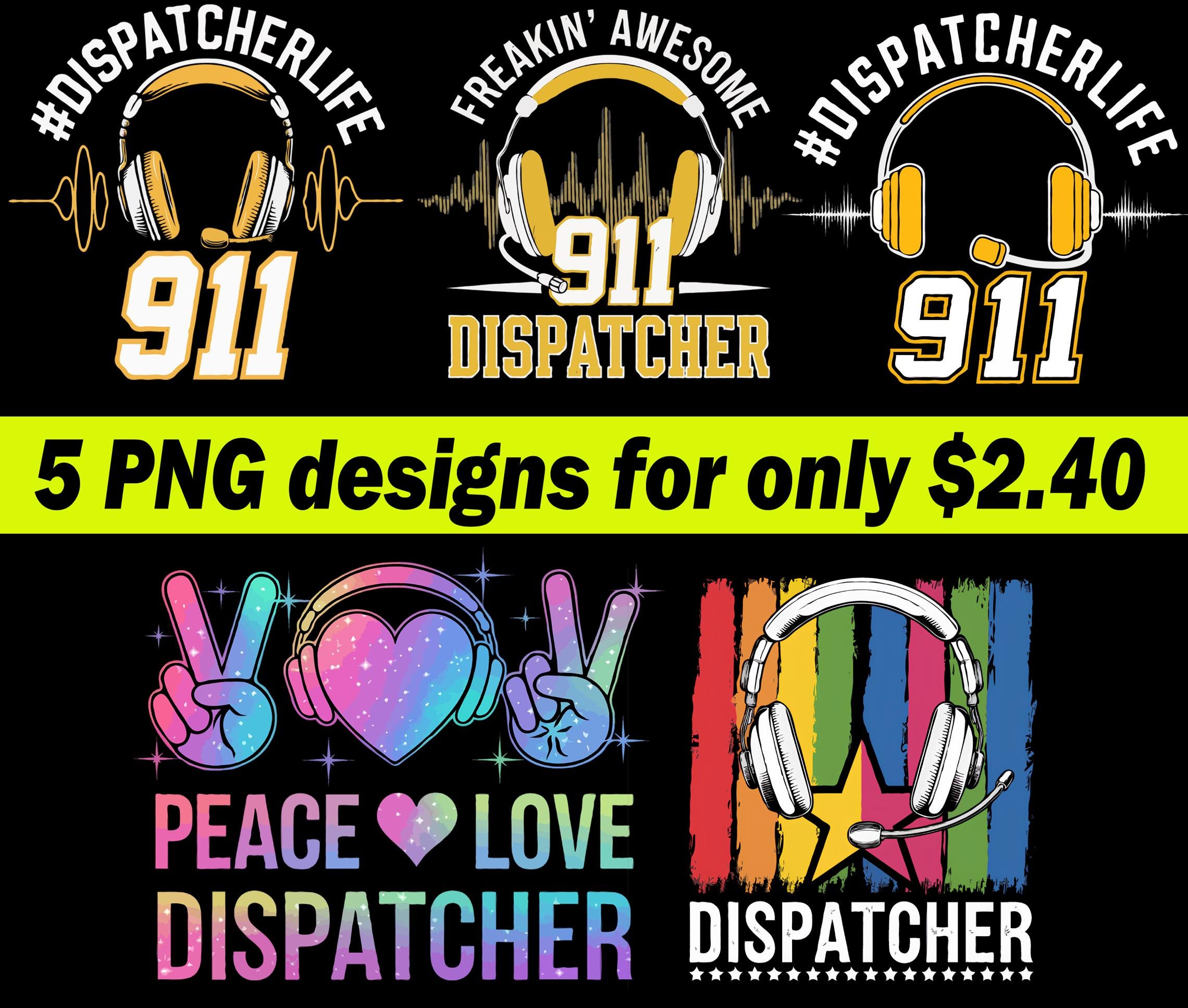 911 Dispatcher PNG Bundle, Dispatcher Life Sublimation Designs for ...