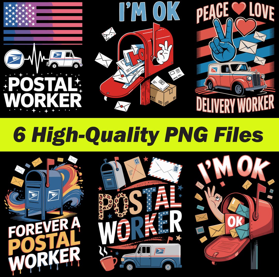 Postal Worker PNG Bundle: Funny Mailman Sublimation Designs (digital ...