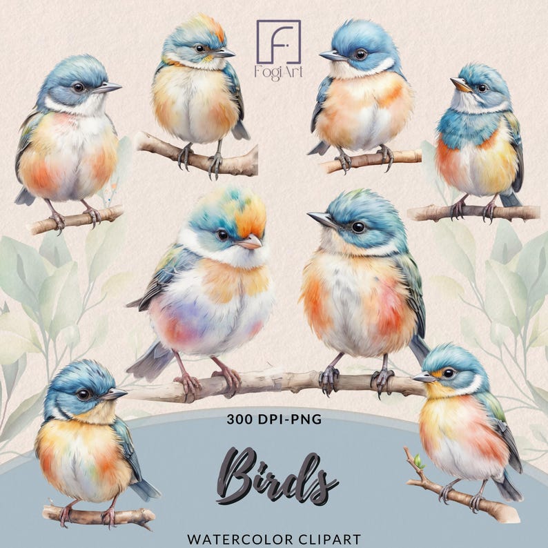 Watercolor Birds – Clipart Set PNG | Digital Download Files - Etsy