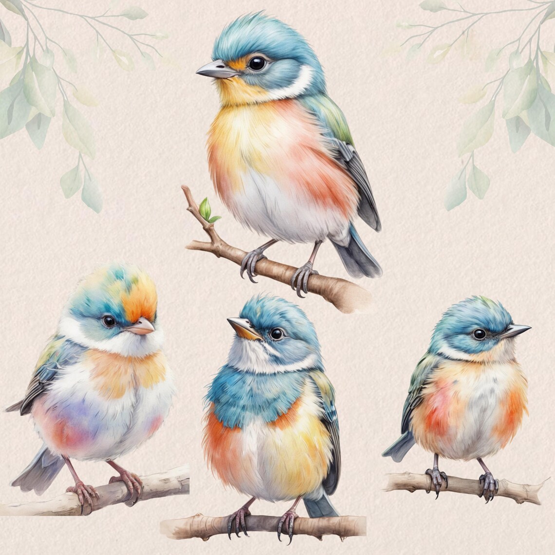 Watercolor Birds – Clipart Set PNG | Digital Download Files - Etsy