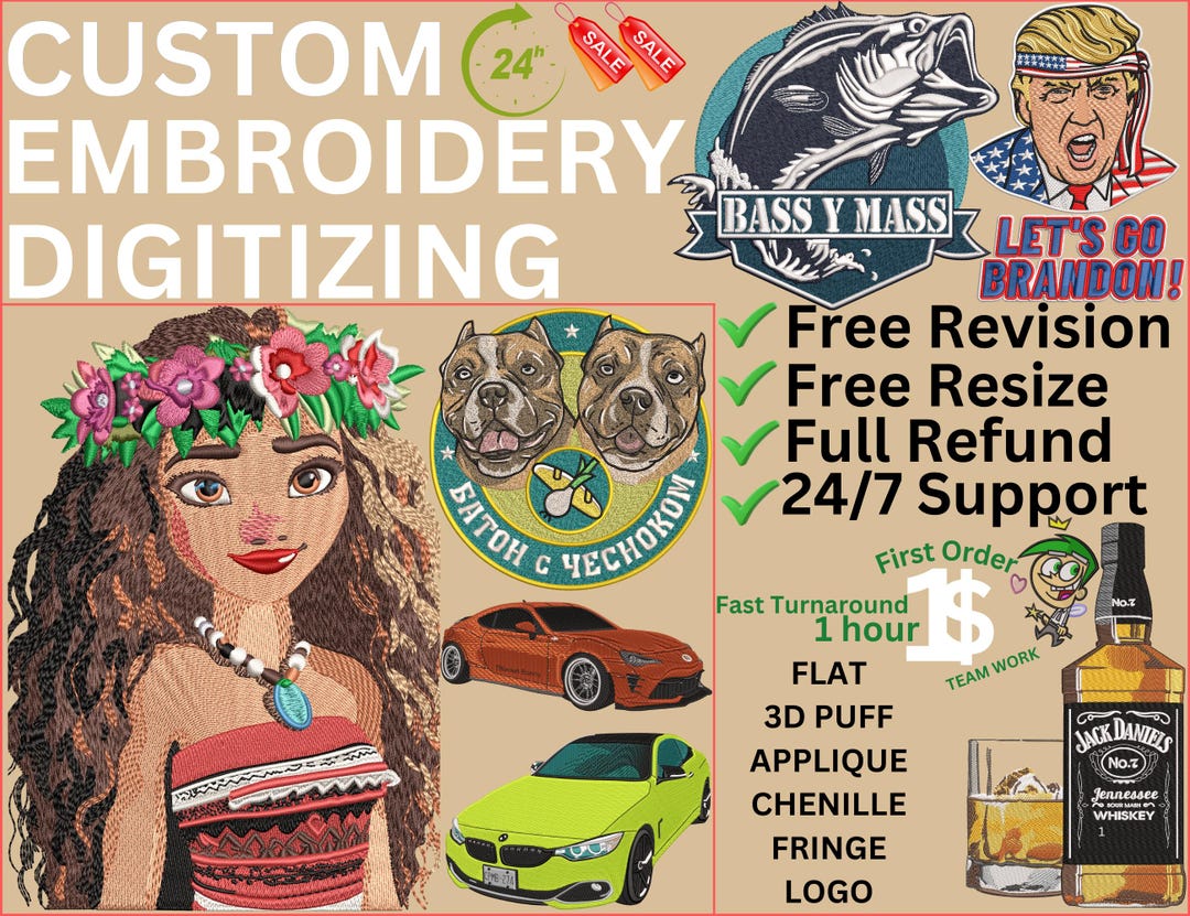 Custom Embroidery Digitizing / Embroidery Digitizing/ Embroidery Designer / Embroidery Design ...