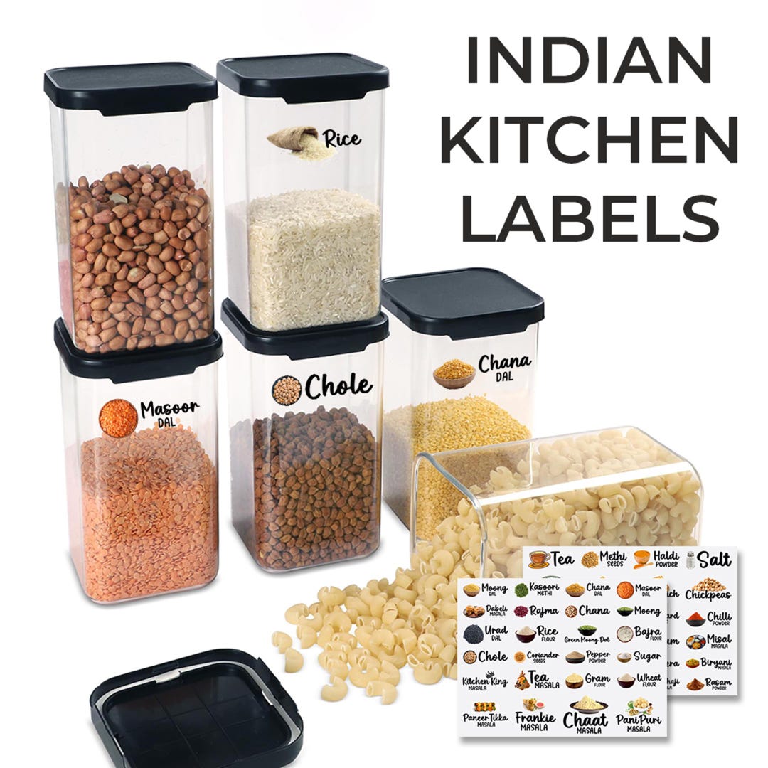 Indian Kitchen Labels Set Spice Jar Labels Pantry Organization Stickers ...