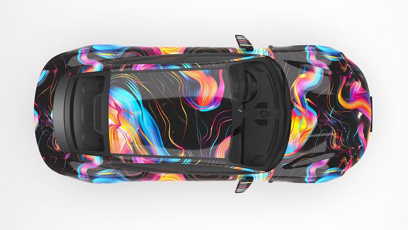 Car Wrap Design Neon Waves: Digital File for Print, High Resolution - Etsy