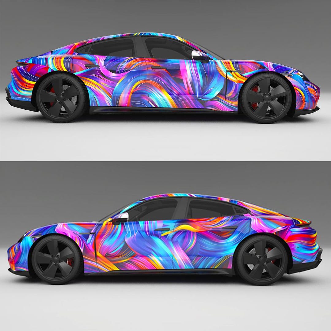 Car Wrap Design Vibrant Neon: Digital File for Print, High Resolution ...
