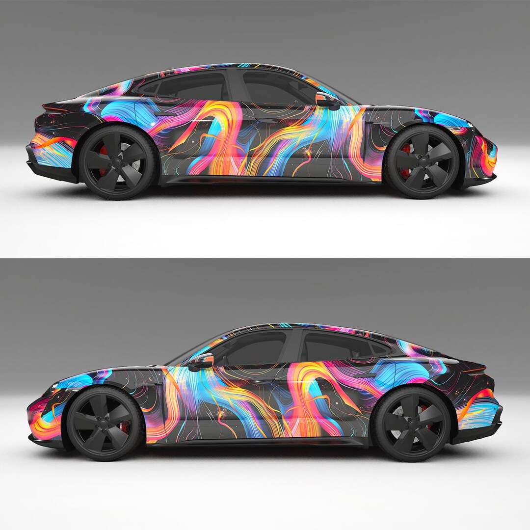 Car Wrap Design Neon Waves: Digital File for Print, High Resolution - Etsy