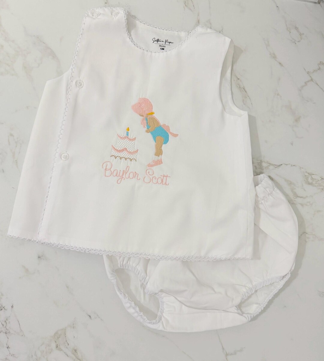 Embroidered Birthday Diaper Set: Personalized Baby Bloomers Outfit ...