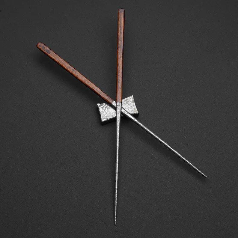 Personalized Chopsticks | Hand Forged Damascus Steel Chop Sticks With ...