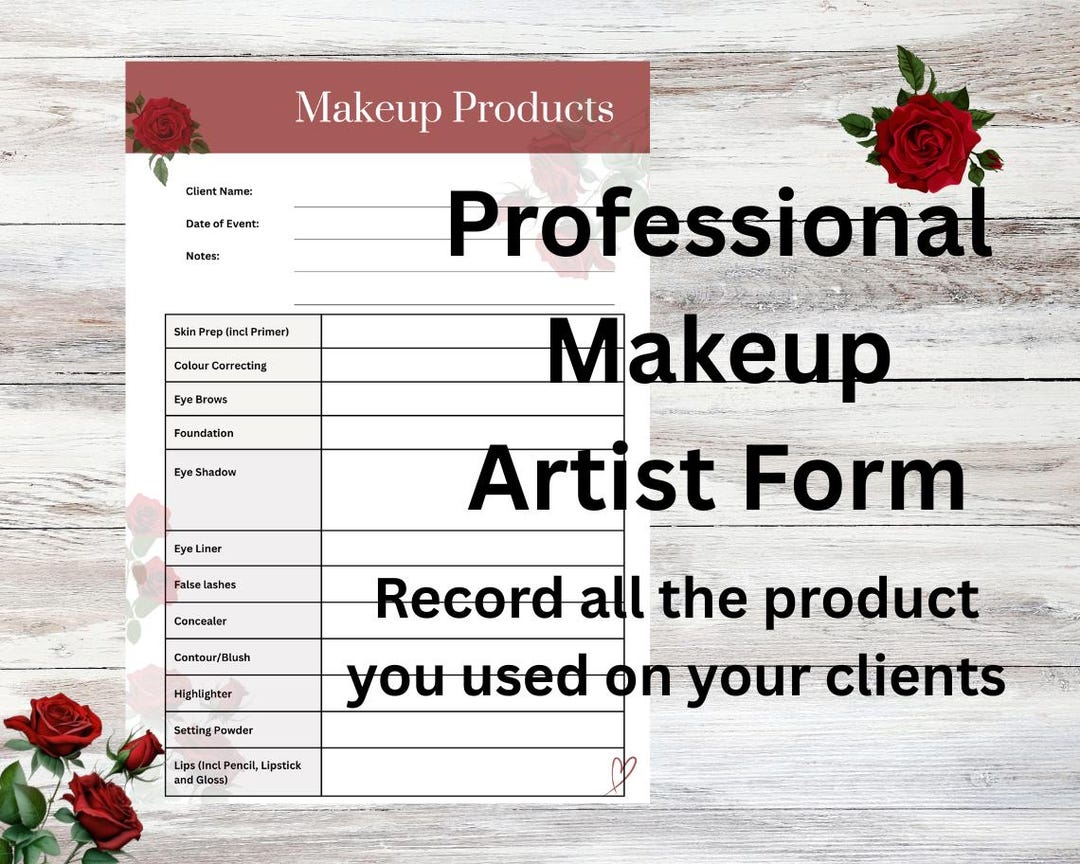 MUA Client Makeup Product Checklist - Roses - Etsy