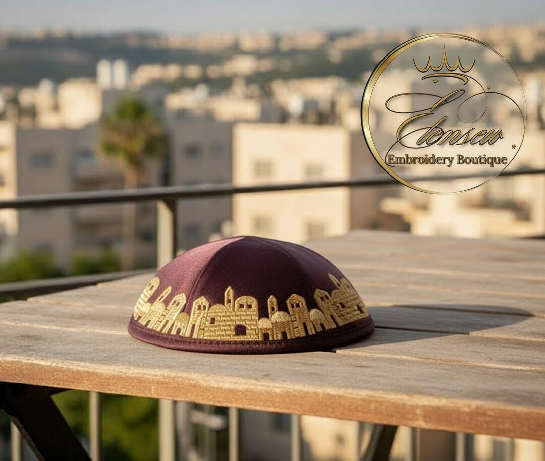 Golden Jerusalem – Embroidery Design for Kippah (100x100 Hoop) - Etsy