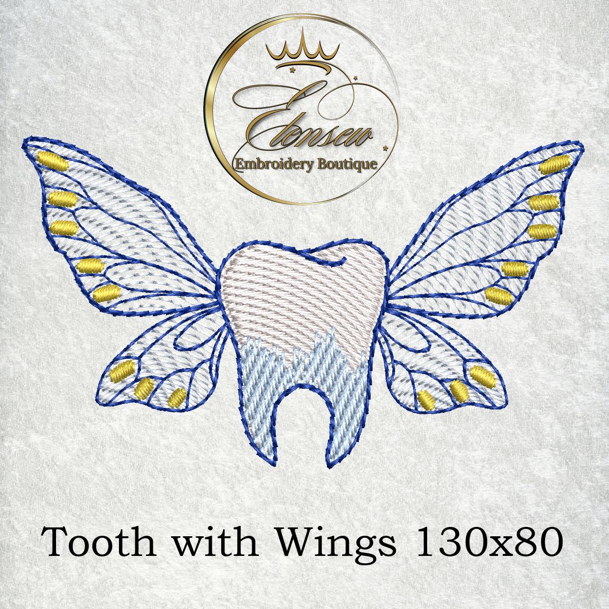 Tooth With Wings - Machine Embroidery Design Set (3 Sizes) - Etsy