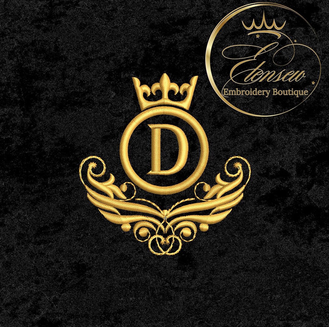 Royal Monogram Letter D - Machine Embroidery Design - Etsy