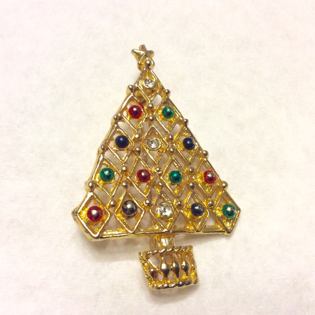 Vintage Christmas Tree Brooch Pin. - Etsy