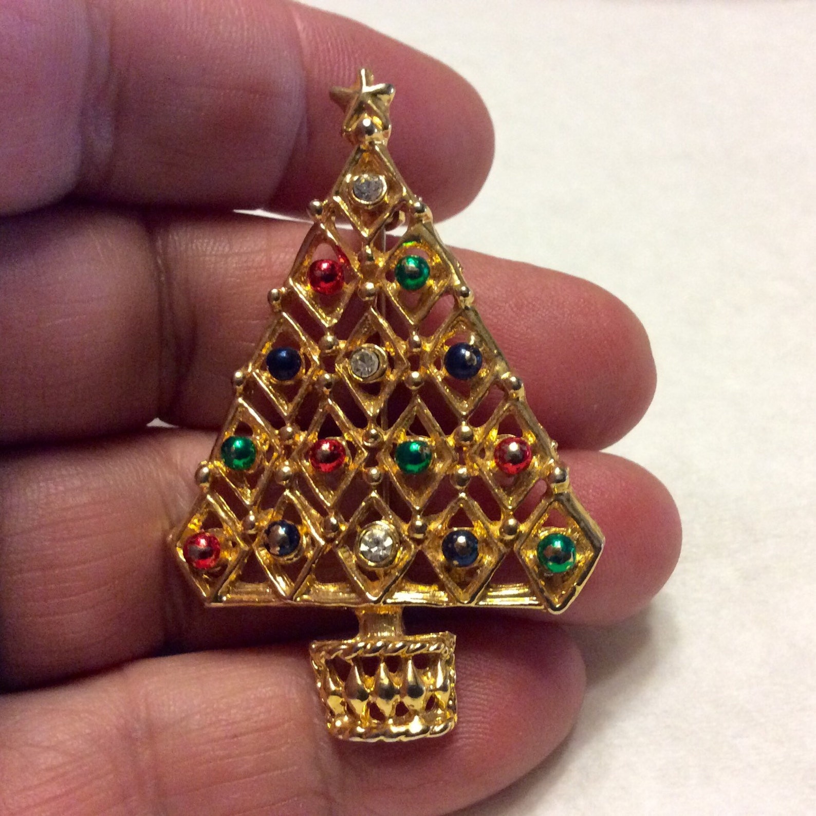 Vintage Christmas Tree Brooch Pin. - Etsy