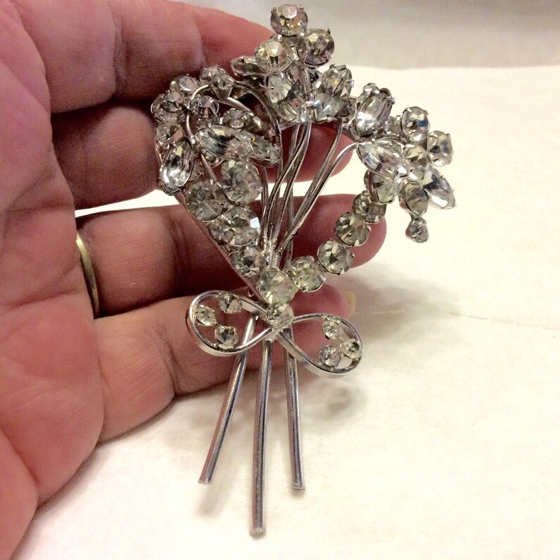 Vintage 1950's Clear Rhinestone Layered Wreath Design Bridal Wedding ...