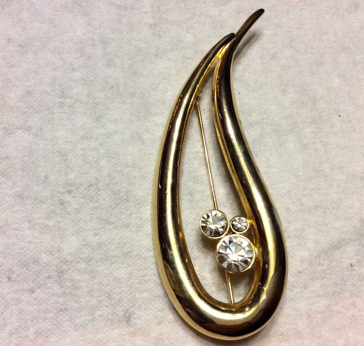 Vintage Erwin Pearl Gold Bar Brooch With Faceted Glass Rhinestones. - Etsy
