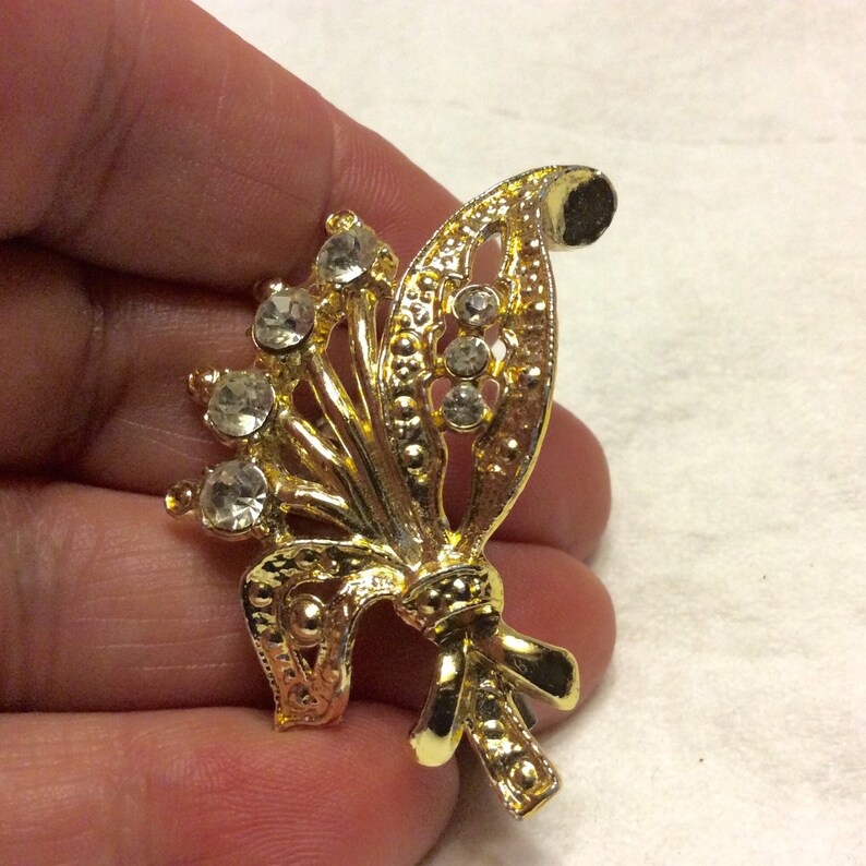 Vintage AJC American Jewelry Company Rhinestone Corsage Brooch Pin. - Etsy